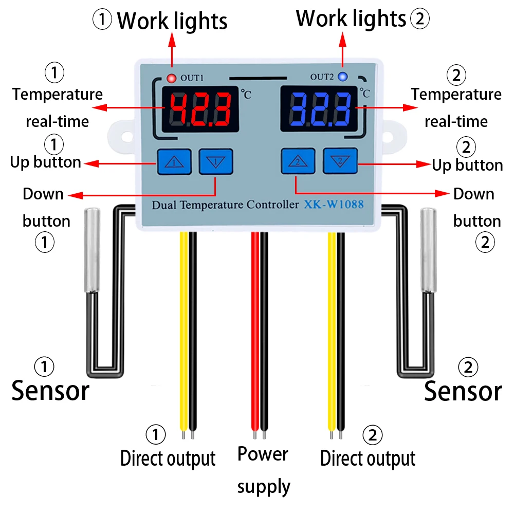 W1088-Dual-LED-Digital-Temperature-Sensor-Meter-Controller-Electric ...