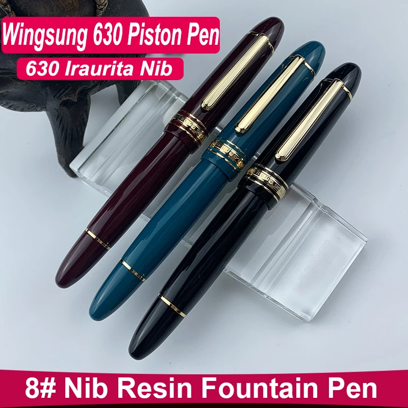 Smooth-Wingsung-630-Resin-Fountain-Pen-8-Iraurita-Fine-Nib-Brief-Piston ...