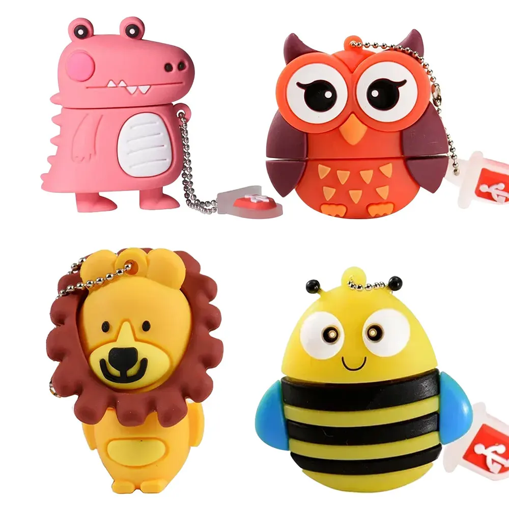Cute Cartoon USB Stick 128GB Animal Penguin Flash Drive 64GB Cat Owl ...