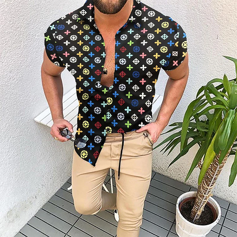 Spring and summer fashion men's short sleeved shirt 2023 new lapel men ...