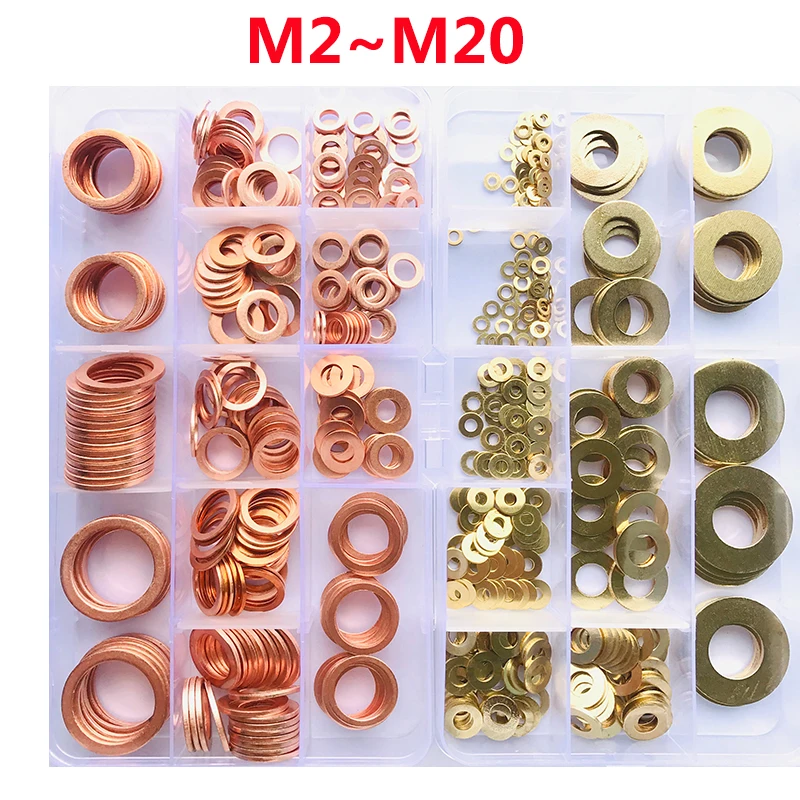 Brass-Copper-Washer-Copper-Washer-Gasket-Set-Flat-Ring-Seal-Assortment ...