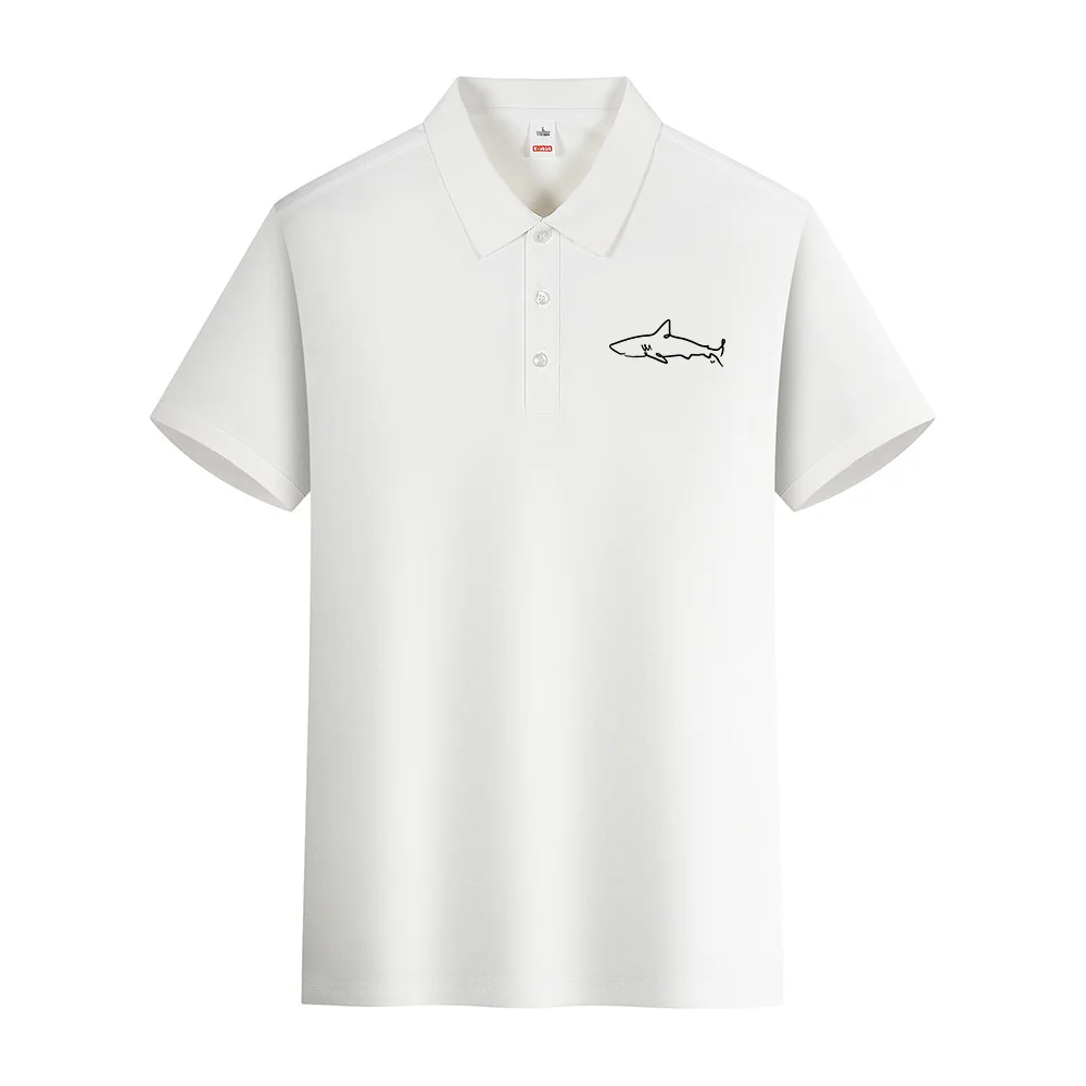 Camiseta-con-logotipo-de-tibur-n-para-hombre-Polo-informal-a-la-moda ...