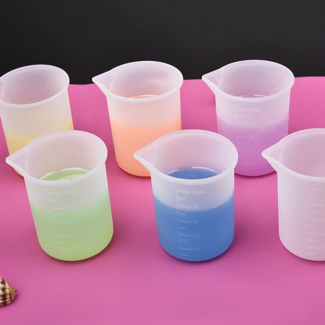 10-300ml-Silicone-Measuring-Cup-Transparent-With-Scale-Food-Grade ...