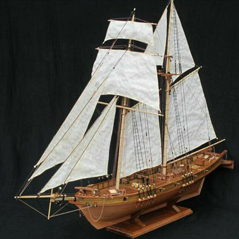Handmade Wooden Sailboat Ship Kits 1:100 Scale DIY Model Toy Home ...