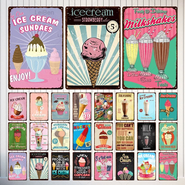 Antique Aluminum Ice Cream Signs