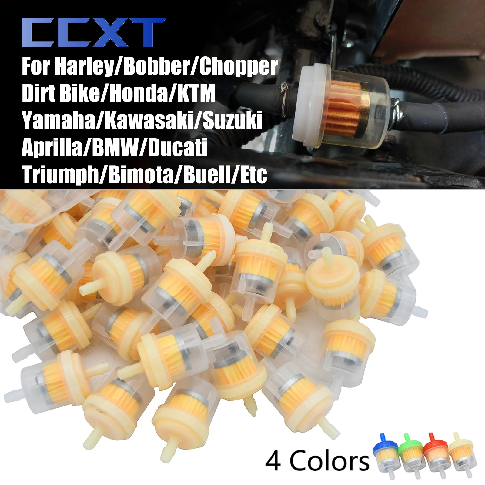 100 Pcs Motorcycle ATV Scooter Dirt Bike Oil Filter Inline Gas Fuel ...