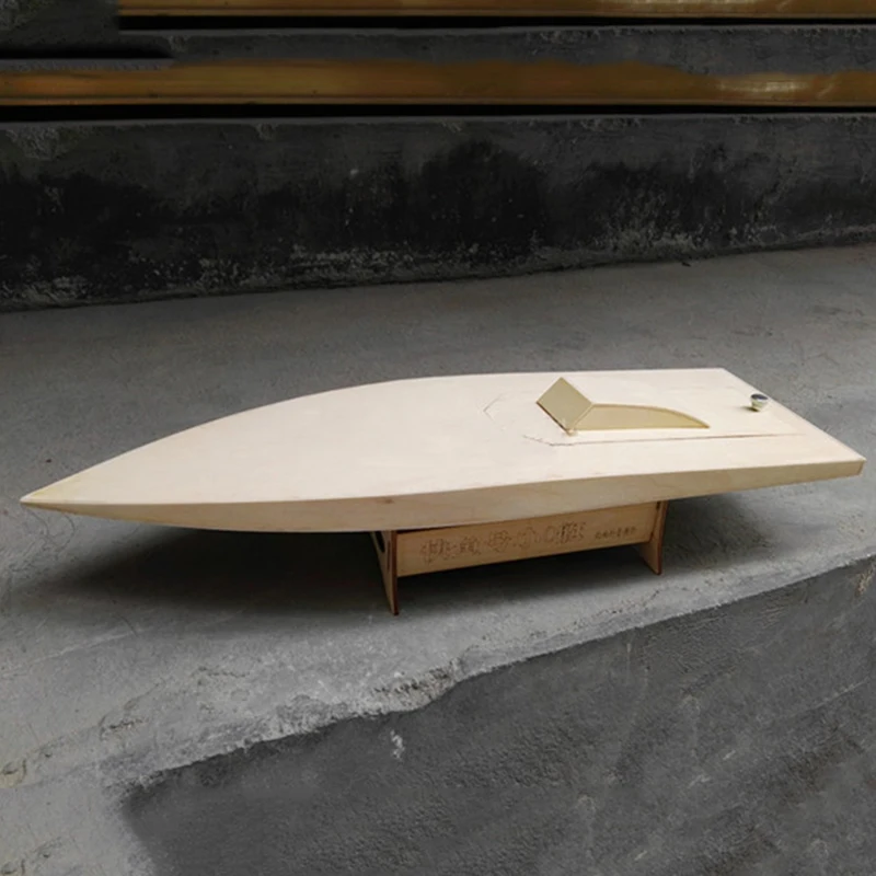 Fast Fish Model 50cm Speedboat Model Kit Wooden Empty Boat Kit Parts ...