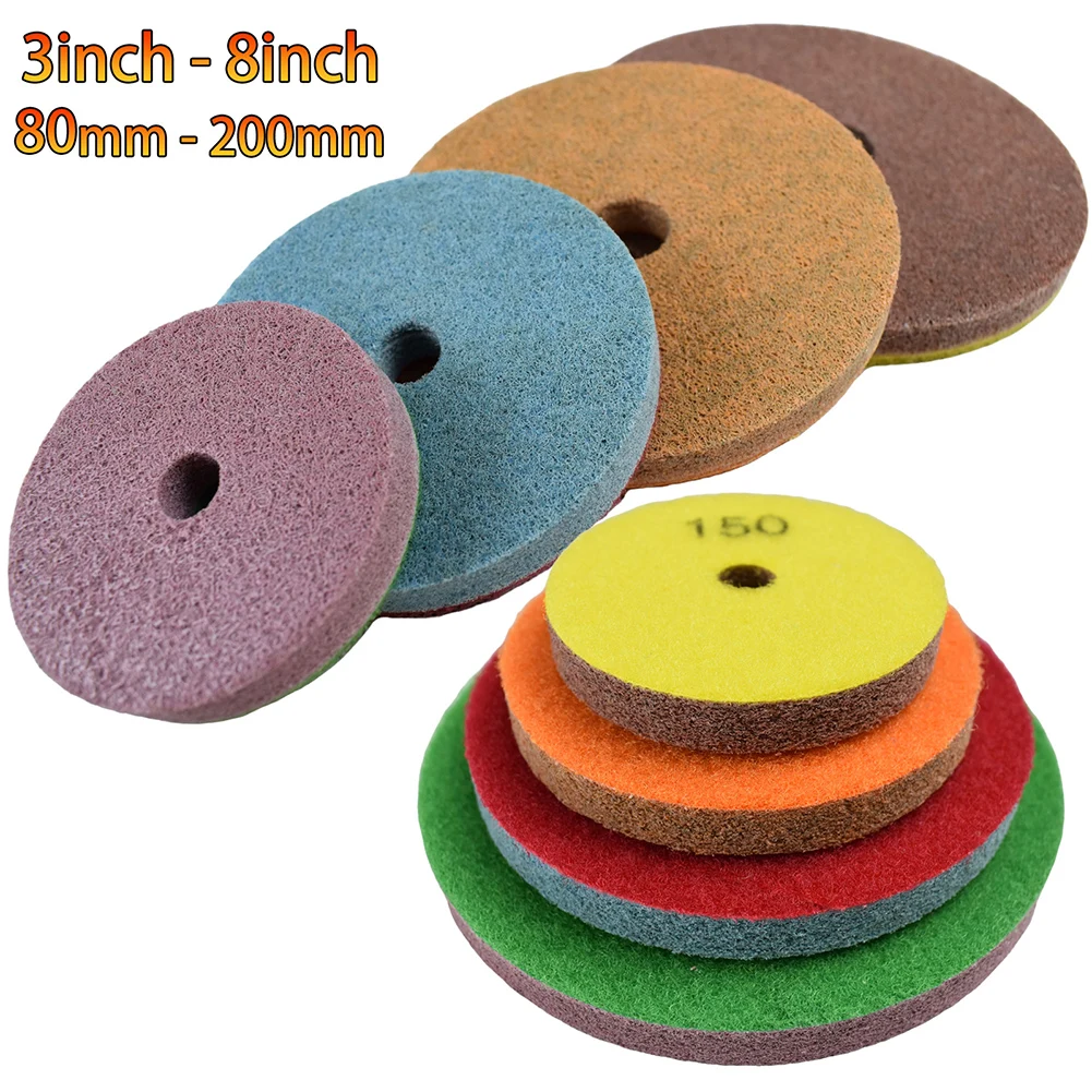 80mm-200mm 8 Pieces/Lot Diamond Sponge Polishing Pads Nylon Fiber Wet ...