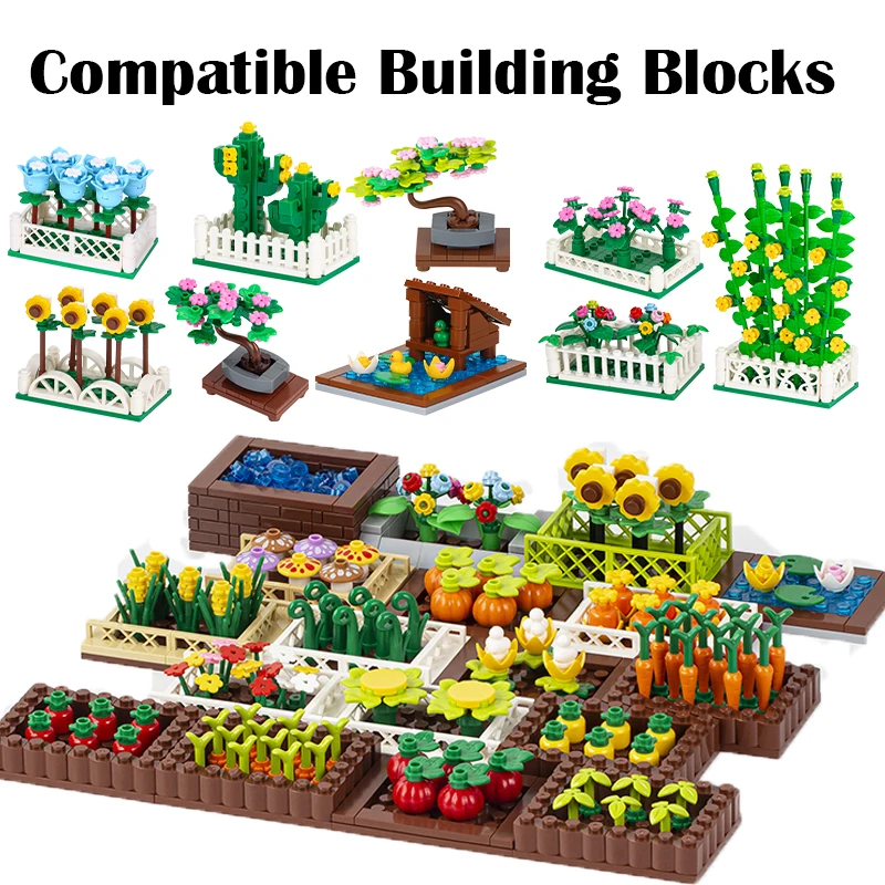 MOC-Brick-Flower-Plant-Vegetable-Bonsai-Pool-Lotus-Pepper-Farm-Street ...