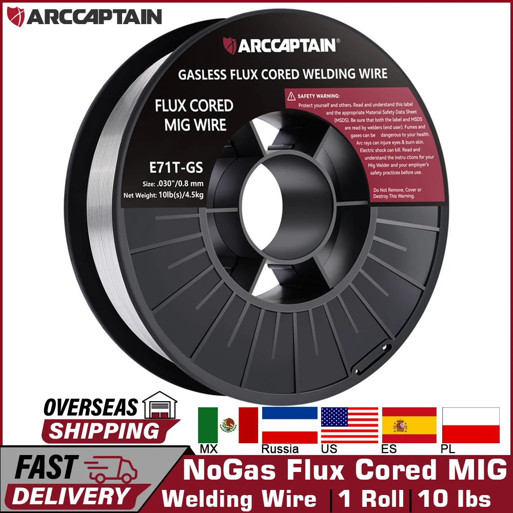 ARCCAPTAIN-MIG-Welding-Wire-Gasless-Flux-Core-1-Roll-10Lbs-4-5KG-0-8mm ...