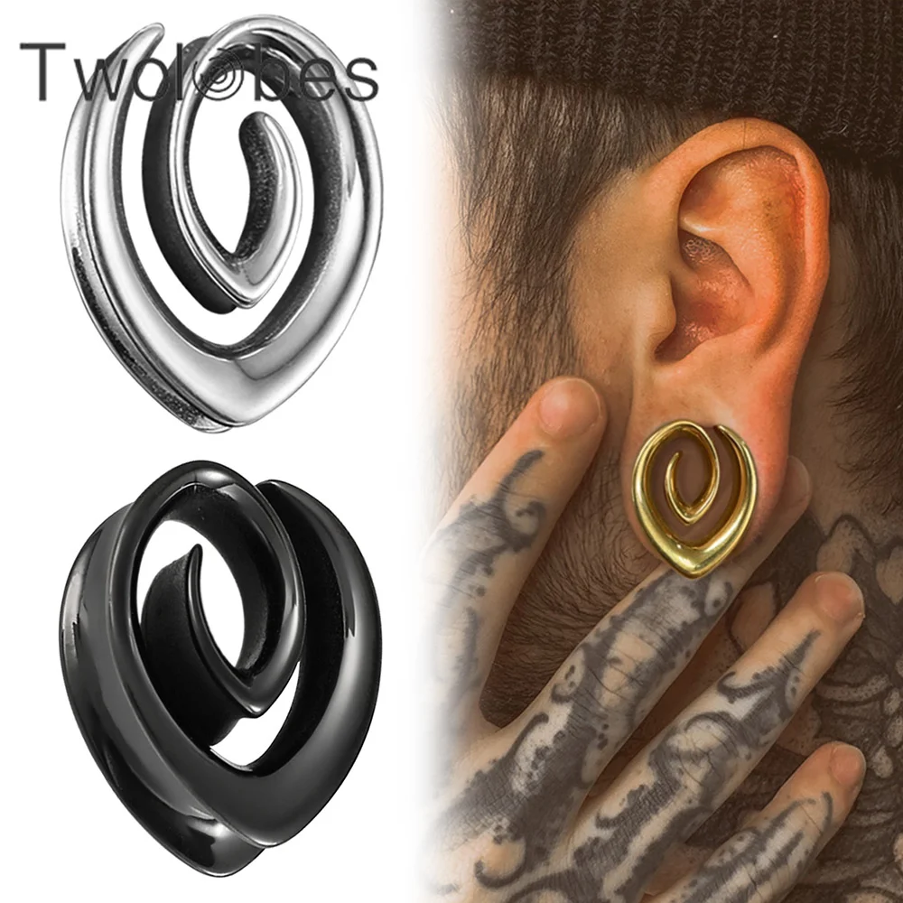 Twolobes-2PCS-Spiral-Simple-Saddle-Plugs-Hangers-Tunnels-Gauges-for ...