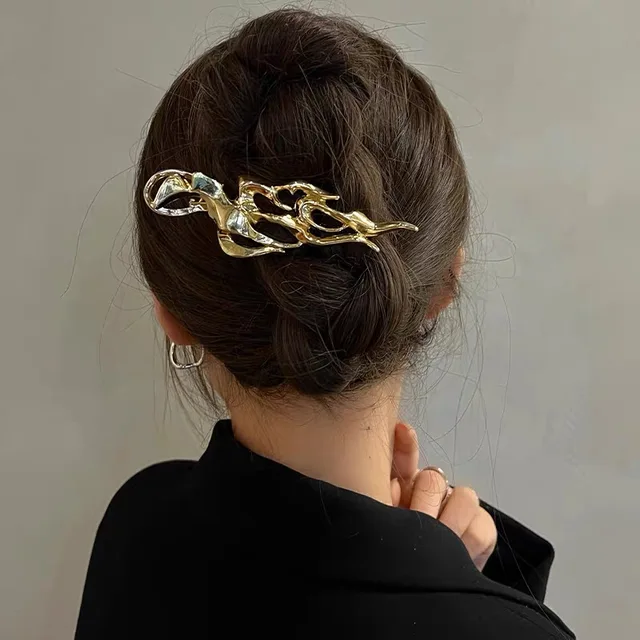 2022 Fashion Metal Liquid Hollow Hair Clip For Women Back Head Grab ...