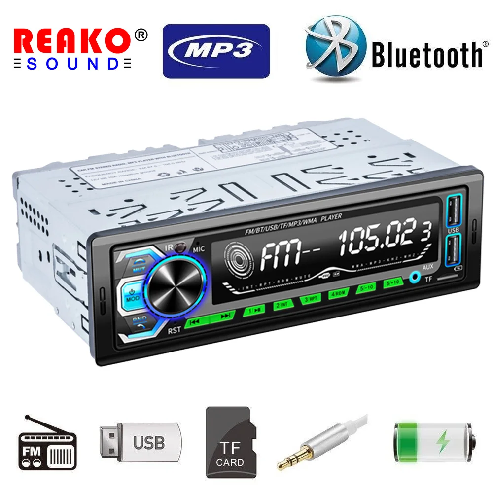 REAKOSOUND-Car-Radio-Stereo-Player-Digital-Bluetooth-MP3-Player-60Wx4-FM-Audio-Stereo-Music-USB ...