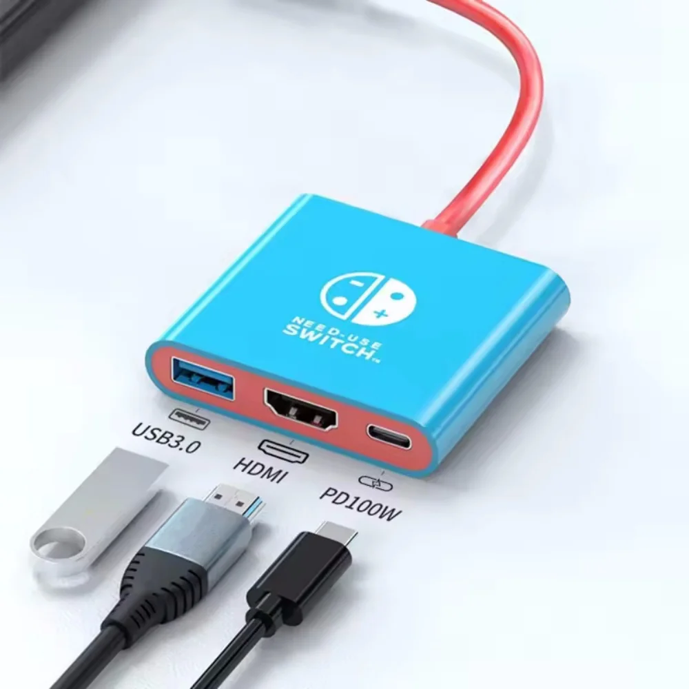 Portable 3 IN 1 USB Hubs for Nintendo Switch Docking Station TYPE-C Hub ...