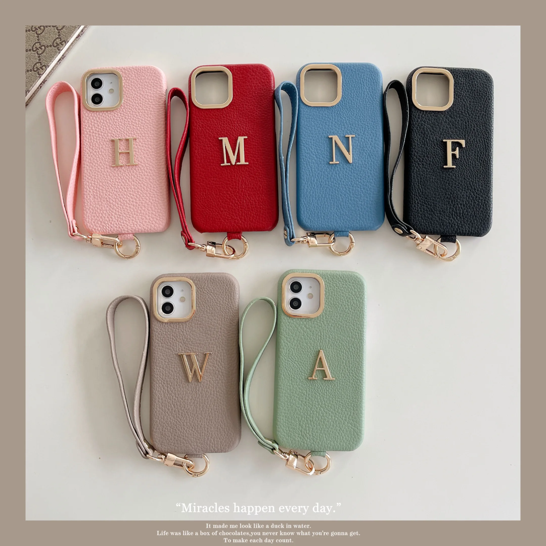 Leather-Custom-Initial-Hand-Rope-Phone-Case-for-iPhone-Small-Gold ...