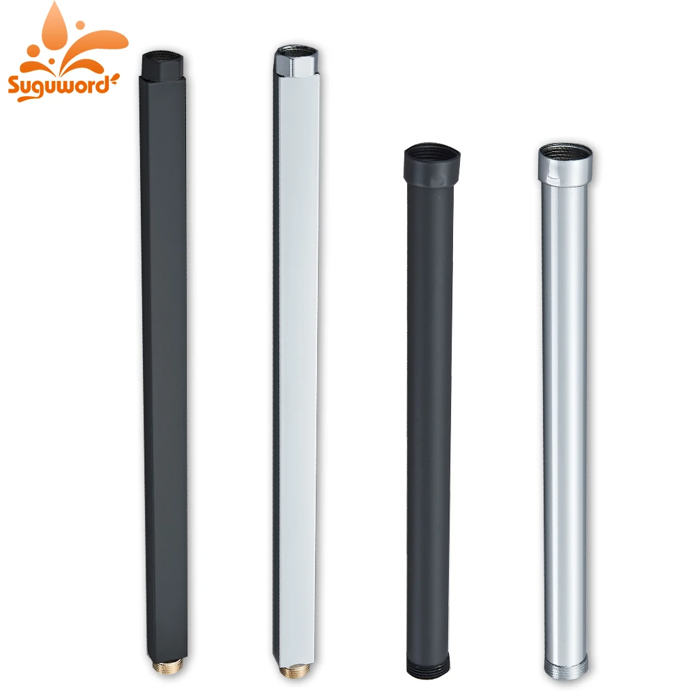 Round/Square Shower Faucet Extension Tube 30/40/50cm Length Extra ...