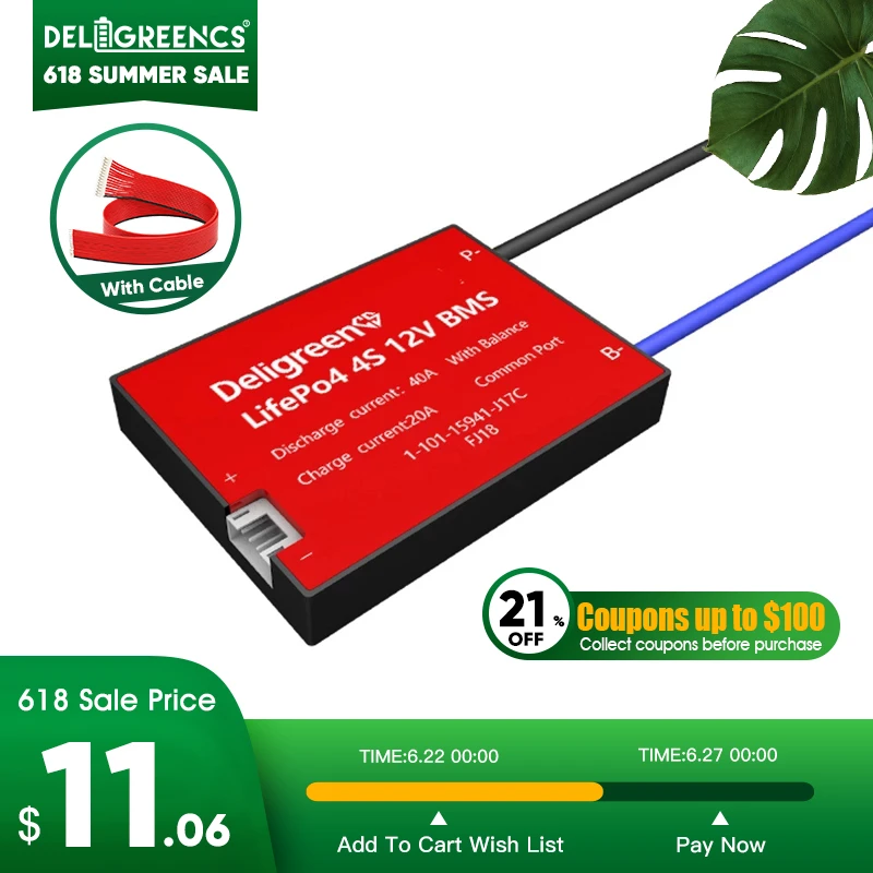 Bms 4s 12v 10a 20a 30a 40a 50a 60a For Lifepo4 Battery Pack Lithium Rechargeable Battery With ...