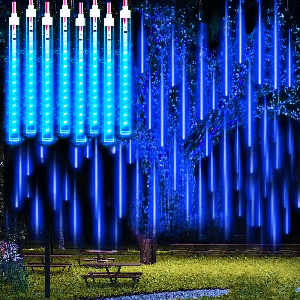 Meteor-Shower-Rain-Lights-8-Tube-Waterproof-Falling-Rain-Fairy-Dripping ...