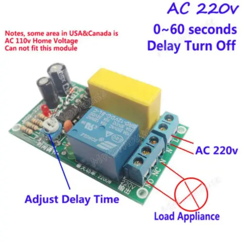 AC-220V-230V-0-60s-Adjustable-Delay-Time-Turn-Off-Delay-Timer-Module ...