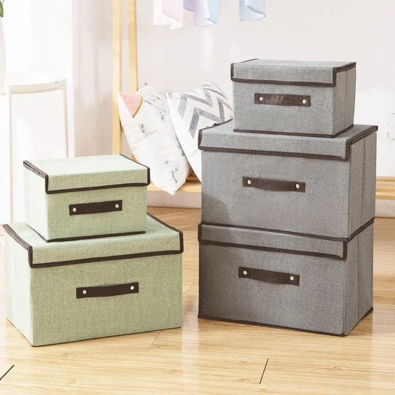Foldable-Clothes-Storage-Box-with-Lid-Dust-Proof-Toys-Storage-Bin ...