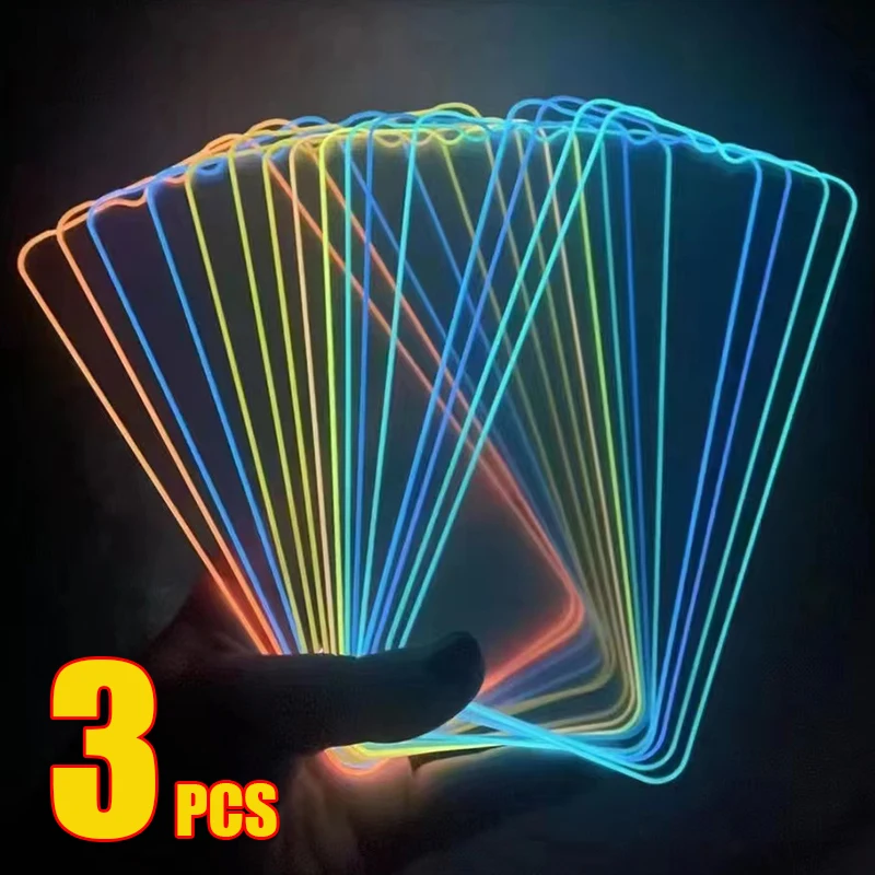 3pcs Luminous Tempered Glass Colorful Glowing Screen Protector Film For ...
