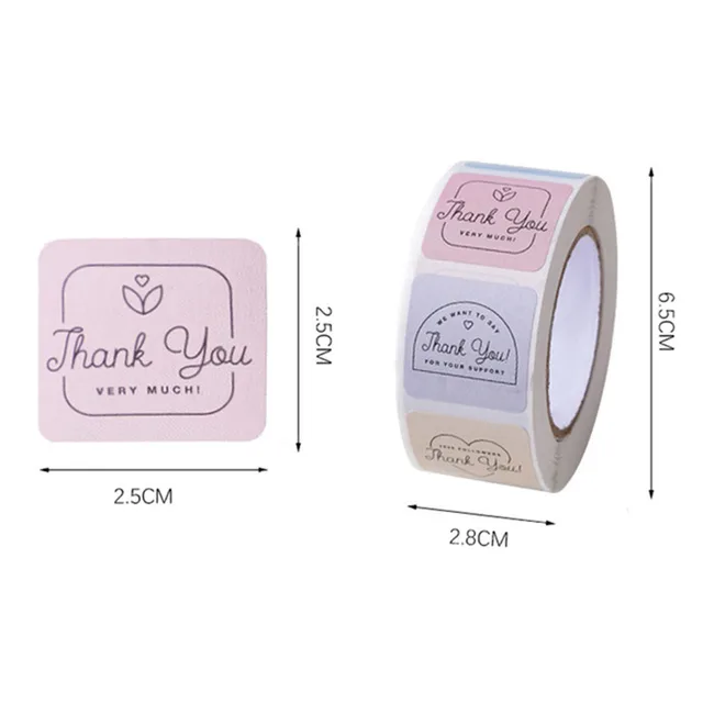Square Thank You Stickers Adhesive Labels for Small Business Decor ...