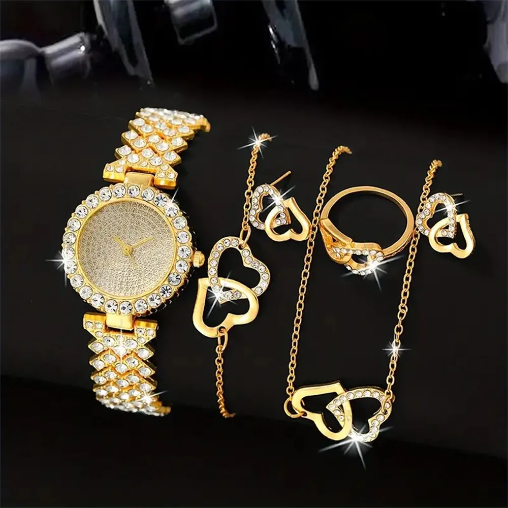 Reloj-de-cuarzo-delicado-con-coraz-n-para-mujer-conjunto-de-joyer-a ...