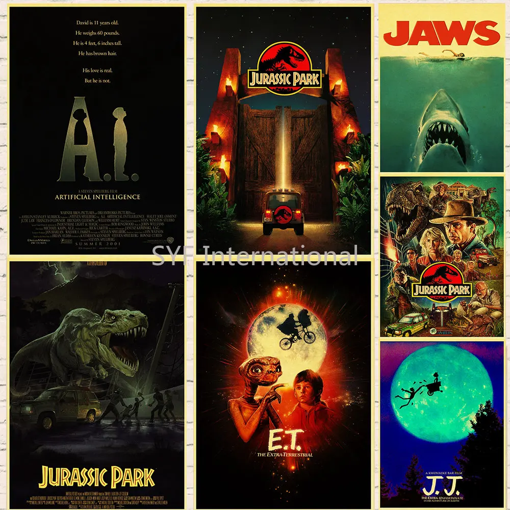 Cartazes-de-papel-Kraft-vintage-de-Jurassic-Park-E-T-Cl-ssico-Science-Fiction-Movie-Collection.jpg