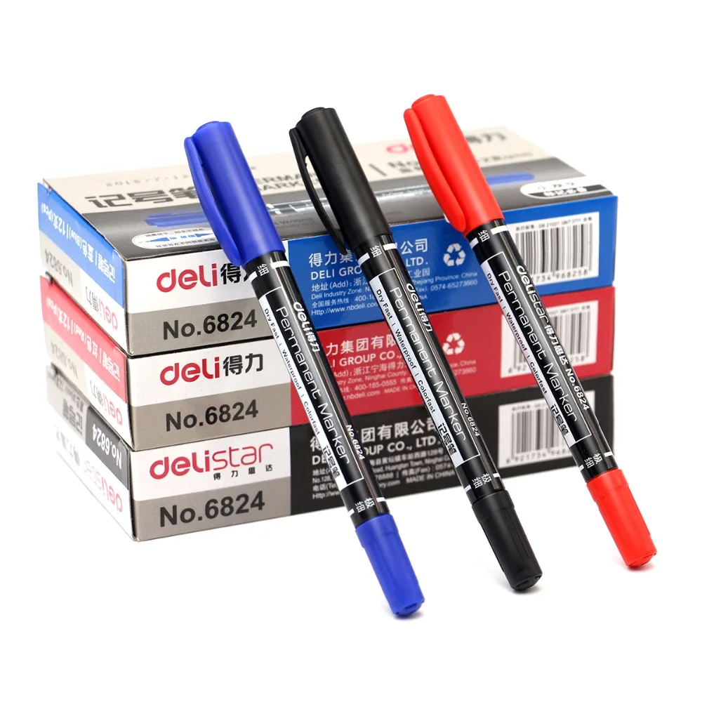 1-3pcs-set-Twin-Tip-Permanent-Markers-Fine-Point-Black-Blue-Red-Ink-0 ...