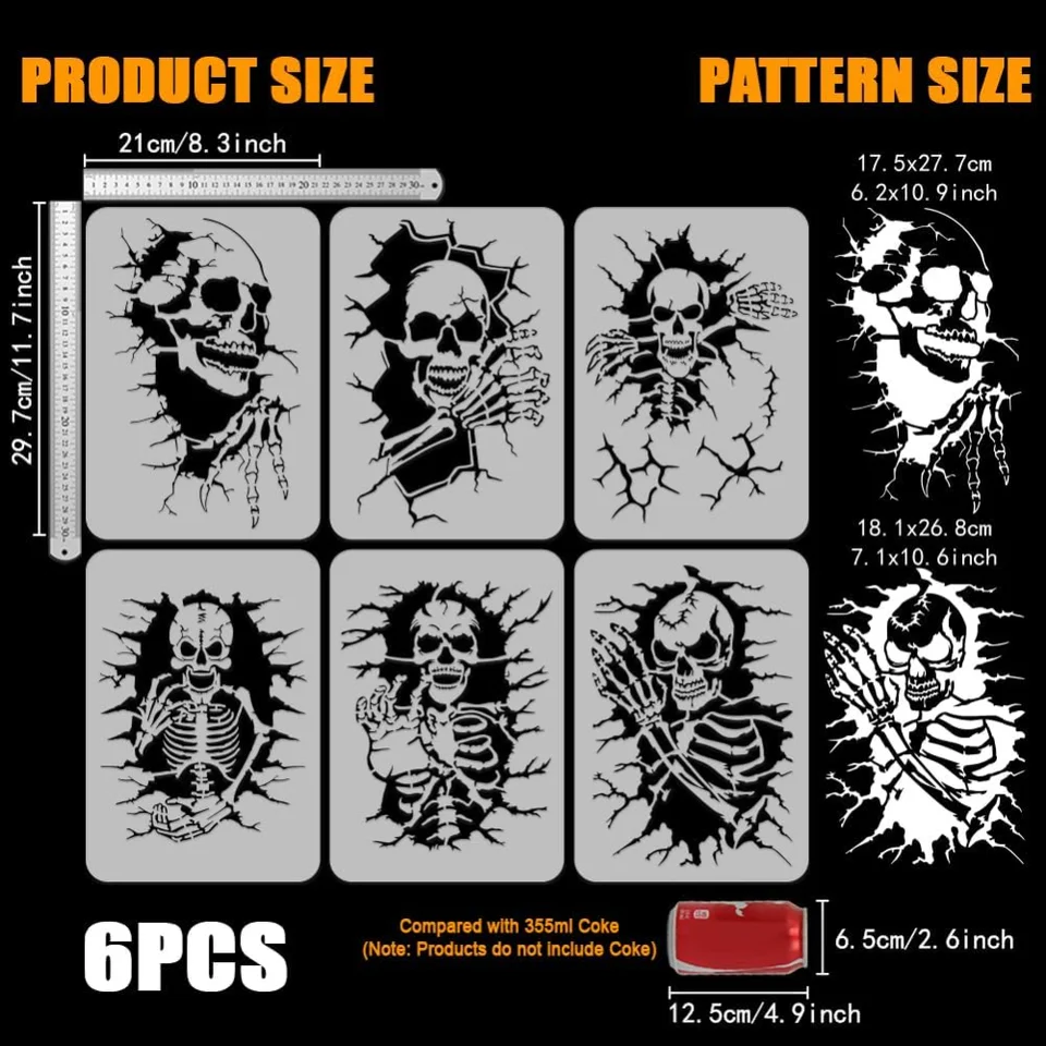 DIY Art Template Skull Stencil Template For Wall Art & Crafts ...