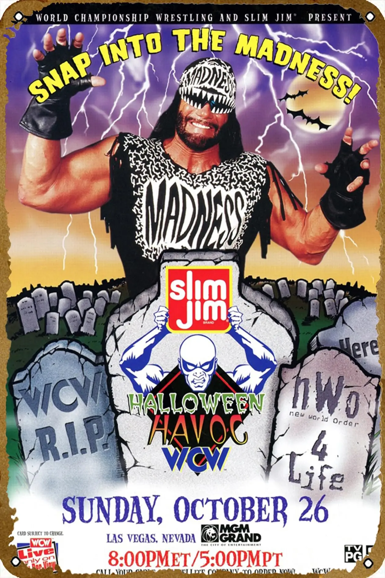 KNIOIL-WCW-Halloween-Havoc-1997-1997-Poster-12-X-8-Vintage-Metal-Tin ...