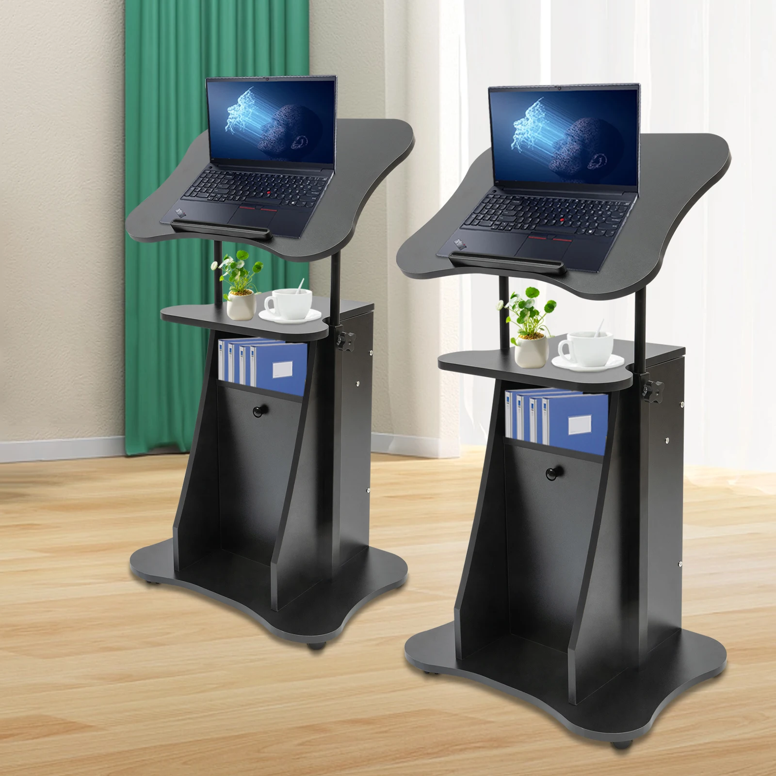 Height-Adjustable-Sit-to-Stand-Desk-Mobile-Laptop-Podium-Tilting ...