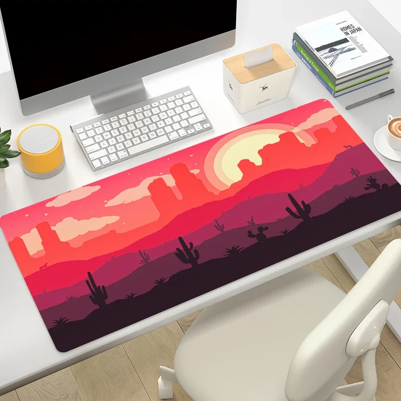 Desert-Computer-Tables-Wolf-Large-Mouse-Pad-Anime-Cactus-Sun-Playmat ...