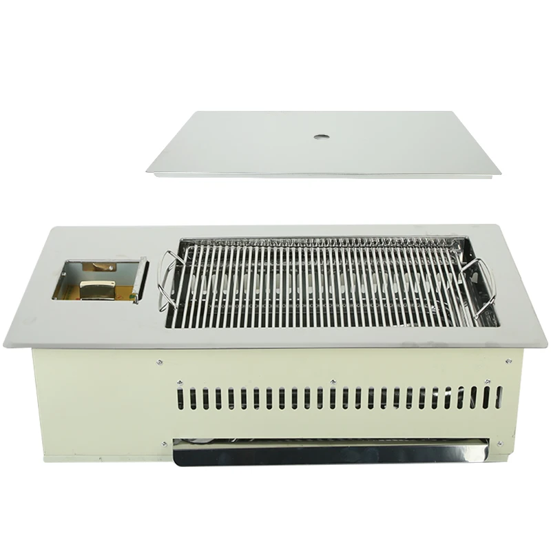 Korean Restaurant Rectangle Gas BBQ Grill Build in Table Stainless ...