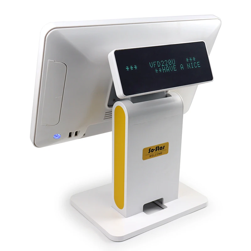 VFD 디스플레이가 있는 윈도우 POS 시스템, 15.6 인치 터치 스크린 금전 등록기, 이중 라인 40 자, 소매업자 레스토랑 ...