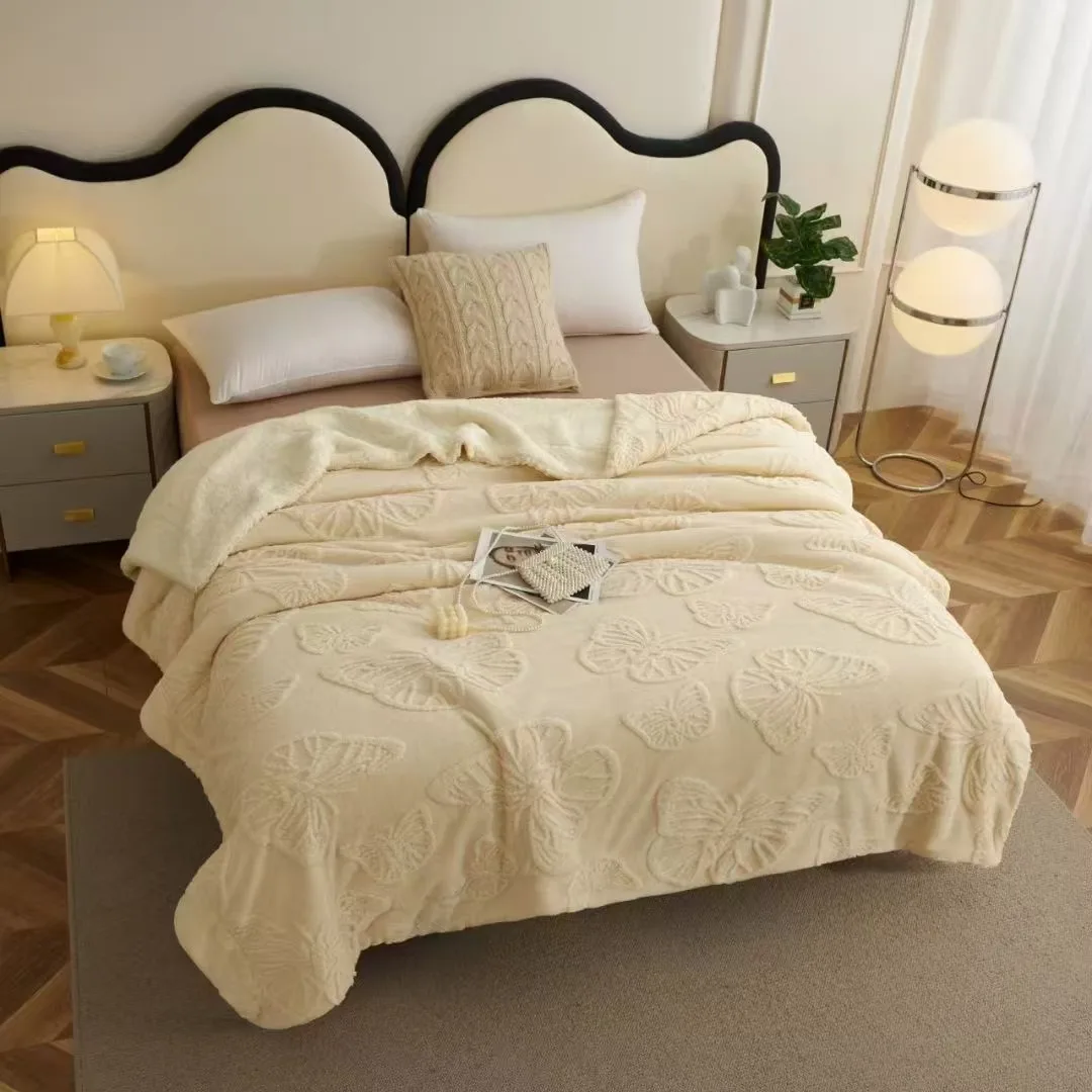 Amazon Butterfly Double Taffle Solid Color Blanket for Four Seasons ...