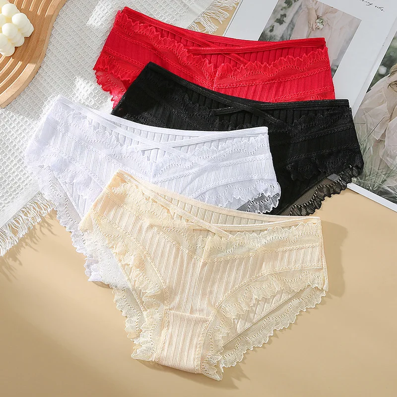 Women-s-Underwear-Women-s-Cotton-Briefs-Mid-raist-Lace-Seamless ...