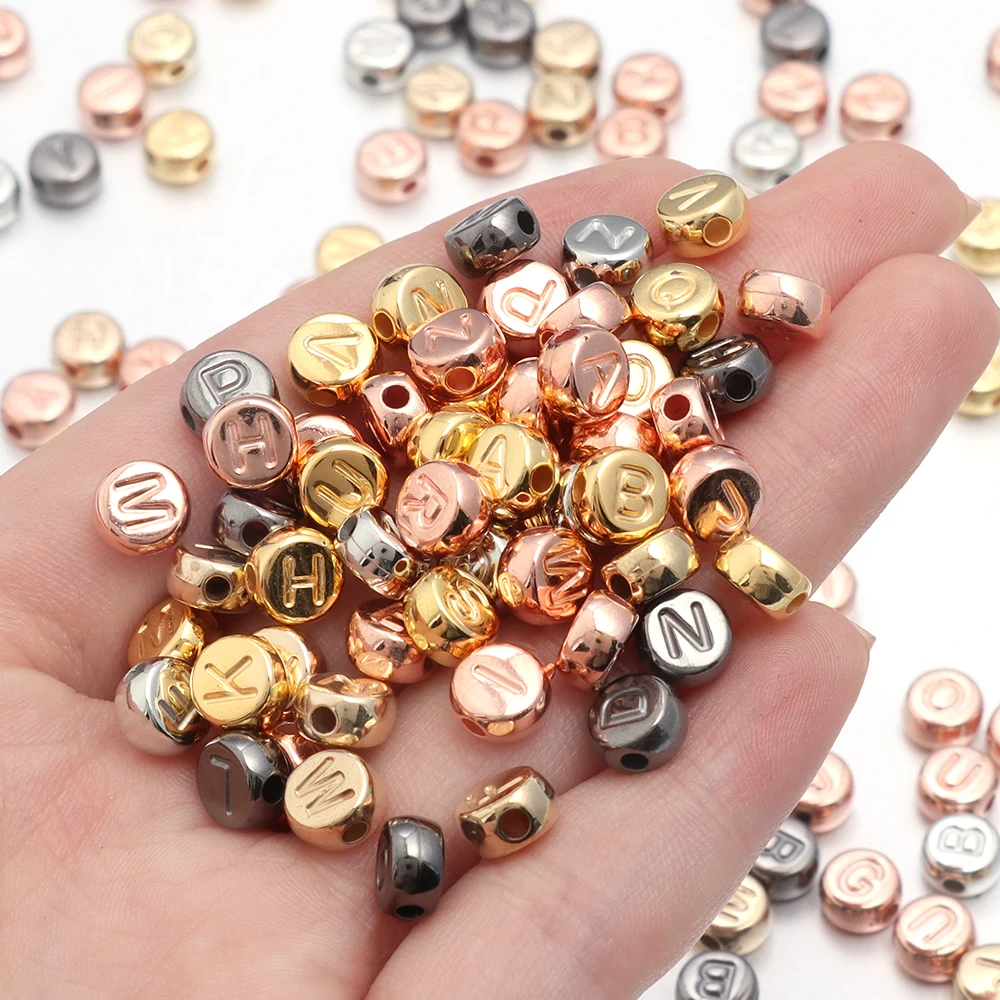 100Pcs-4-7mm-CCB-Alphabet-Beads-Gold-Flat-Round-Spacer-Letter-Beads-For ...