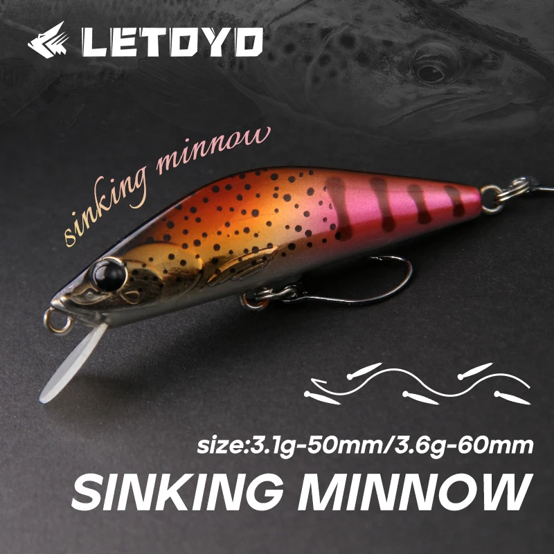 LETOYO 3.1g/3.6g Sinking Minnow Lure Mini Tremor Hard Minnow Baits ...