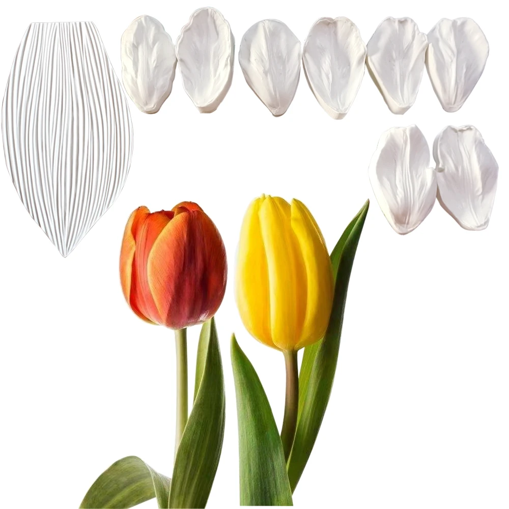 NEW-Tulip-Silicone-Mold-Leaf-Mould-DIY-Cake-Fondant-Clay-Sugar-Mould ...
