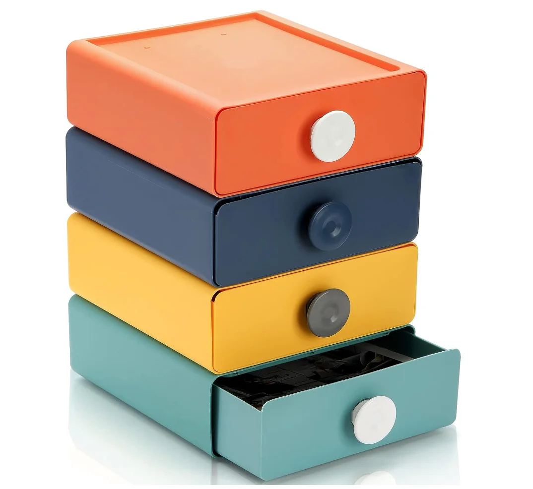 4 Tier Desk Organizer with Drawers, Stackable Office Supplies Jewelry ...