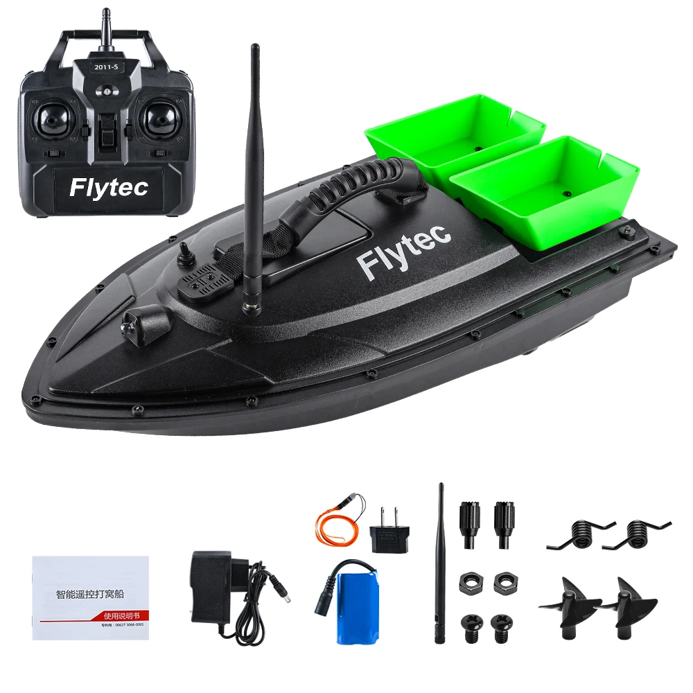 Flytec Fishing Bait Boat 500m Remote Control Bait Boat Dual Motor Fish ...
