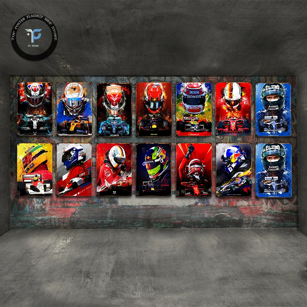 Classic F1 Racing Metal Plaque Tin Signs Vintage Metal Poster Decor ...