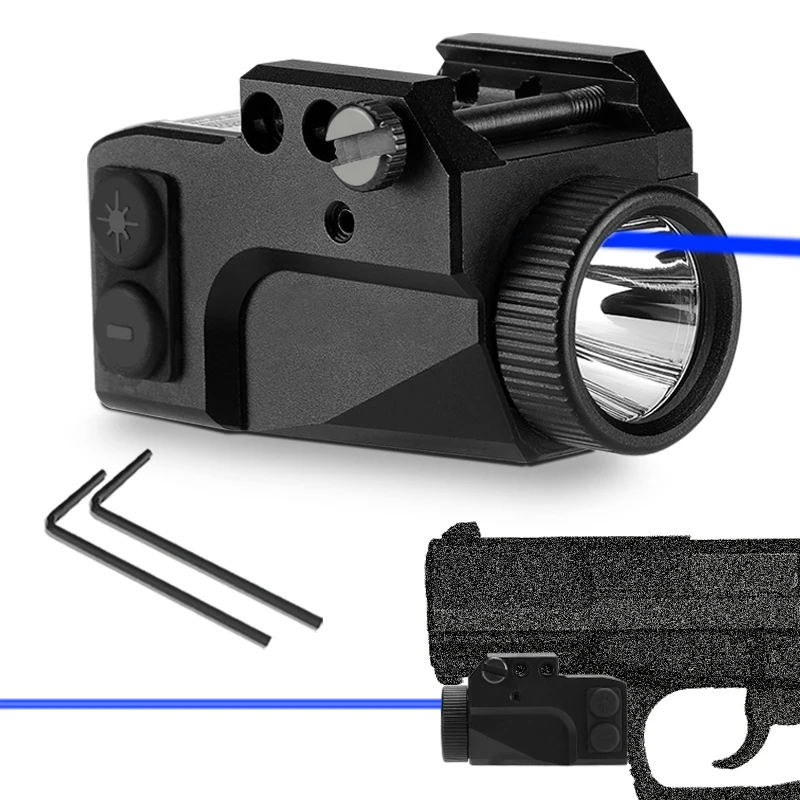 800Lumen Gun Tactical Light Blue Laser Sight Combo Picatinny Flashlight ...