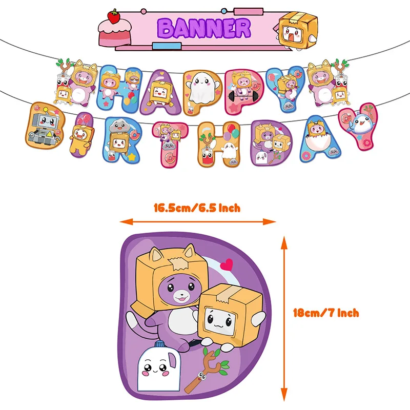 Lanky Box banner Birthday Party Supplies backdrop Cake Topper Latex ...