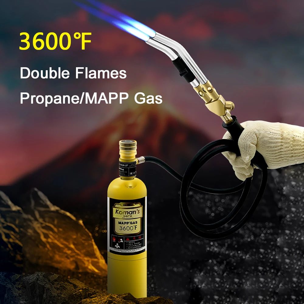 Mapp-Gas-Welding-Torch-Double-Flame-Jets-Soldering-Torch-3600-F-Propane ...