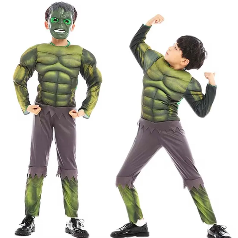 Kids-Incredible-Hulk-Cosplay-Costume-Jumpsuit-Mask-Superhero-Movie-Role ...