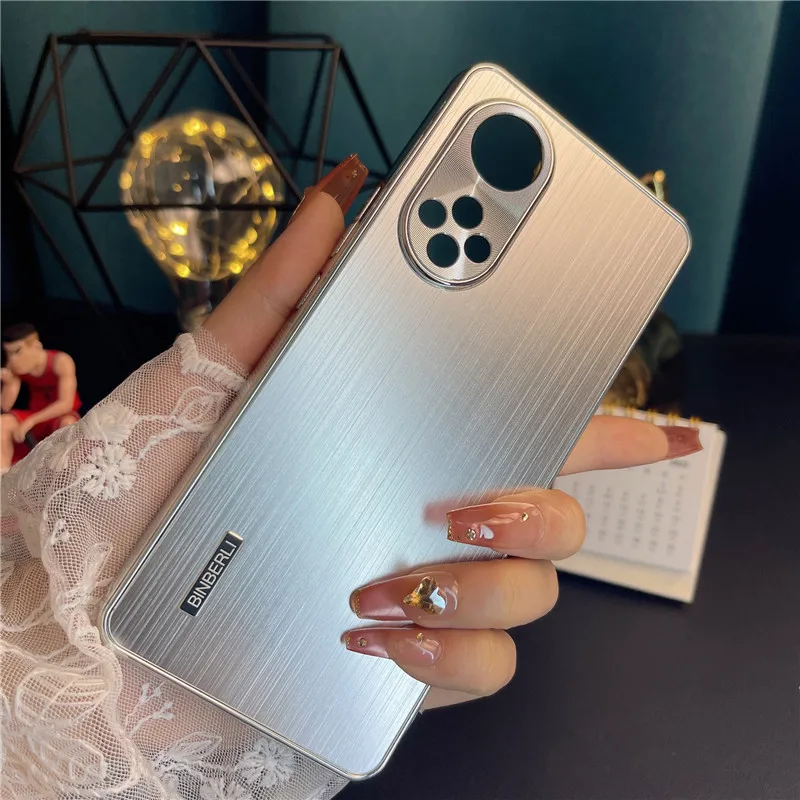 Luxury-Brushed-Metal-Case-For-Huawei-Honor-50-Pro-Soft-Bumper-Full-Lens ...