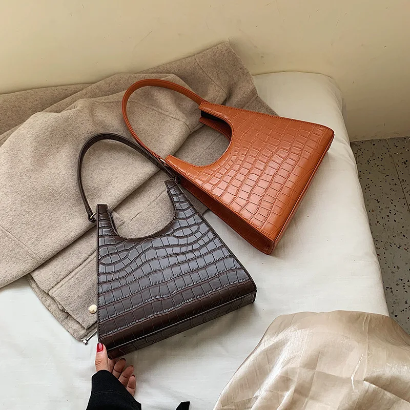 Retro Triangle Female Shoulder Bag Crocodile Bags for Luxury Handbags ...