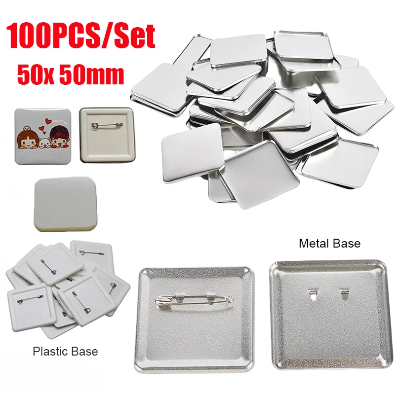 100Pcs-set-Square-Badges-Back-Button-Parts-for-Button-Maker-Machine ...